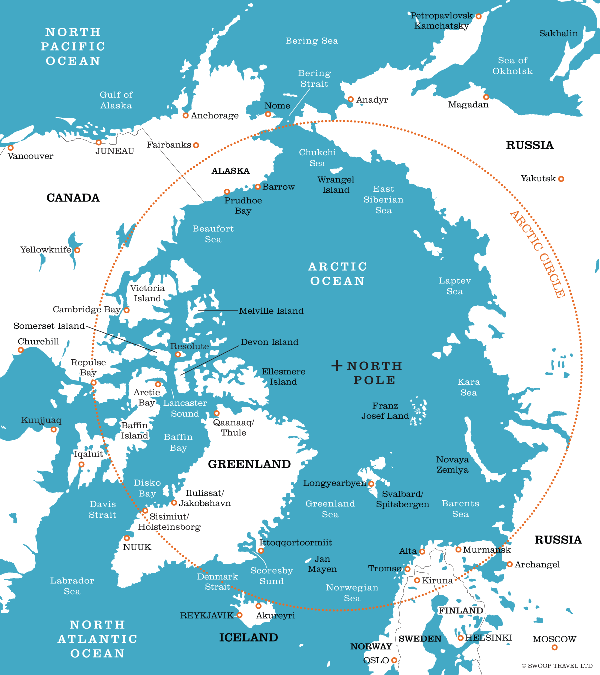 Map Showing Arctic Circle
